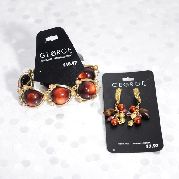 George | Jewelry | George Antique Look Rust Stone With Gold Look ...